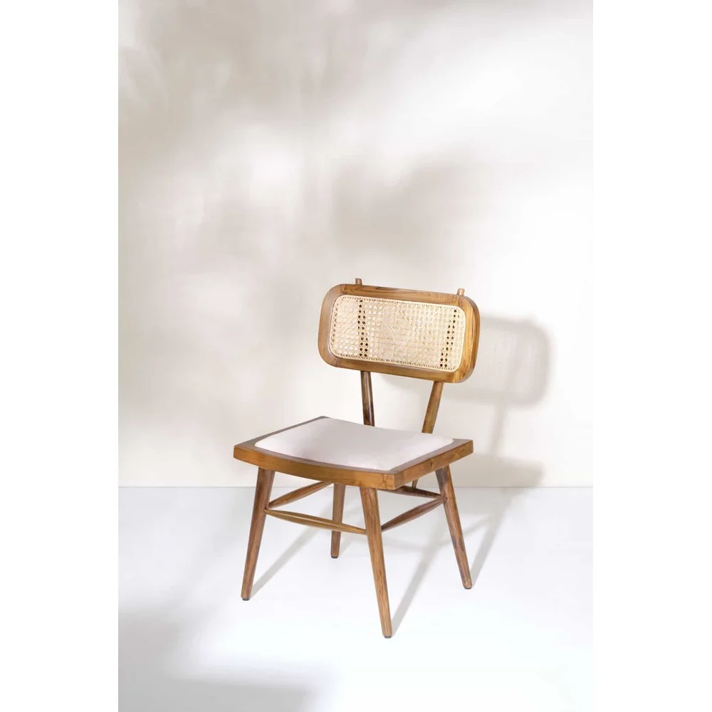 Buy Hasthshilpa Teak Wood and Wicker Accent Chair Hasthshilpa