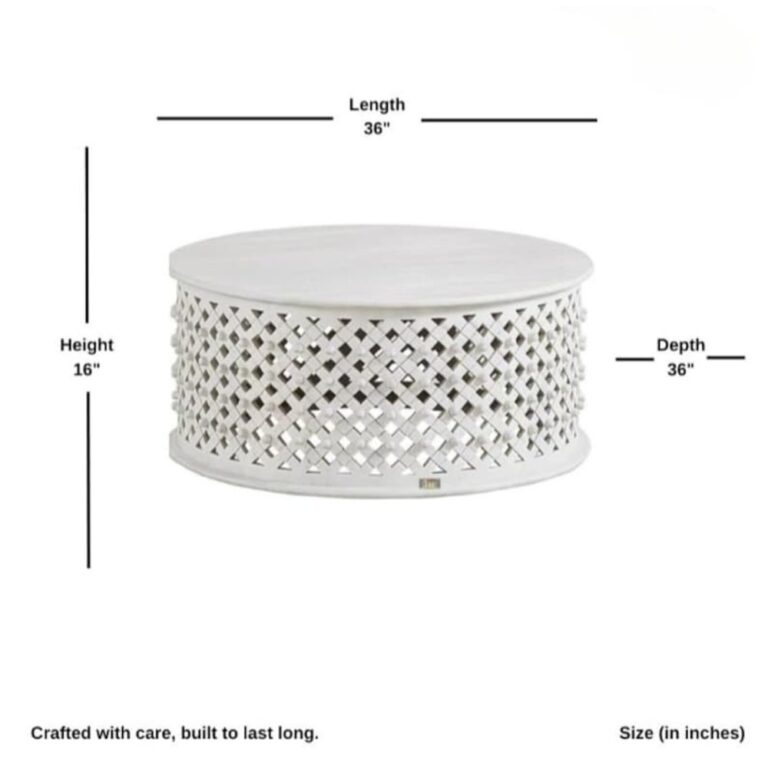 Buy Hasthshilpa Modern Solid Wood Woden Round Coffee Table - Hasthshilpa